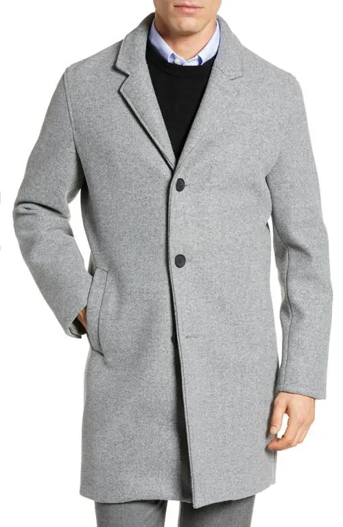 Cole Haan Regular Fit Stretch Wool Coat - Lt Grey