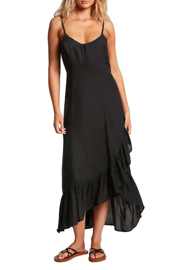 Volcom That'S My Type Matte Satin Maxi Dress In Black - 59% Off |  Editorialist
