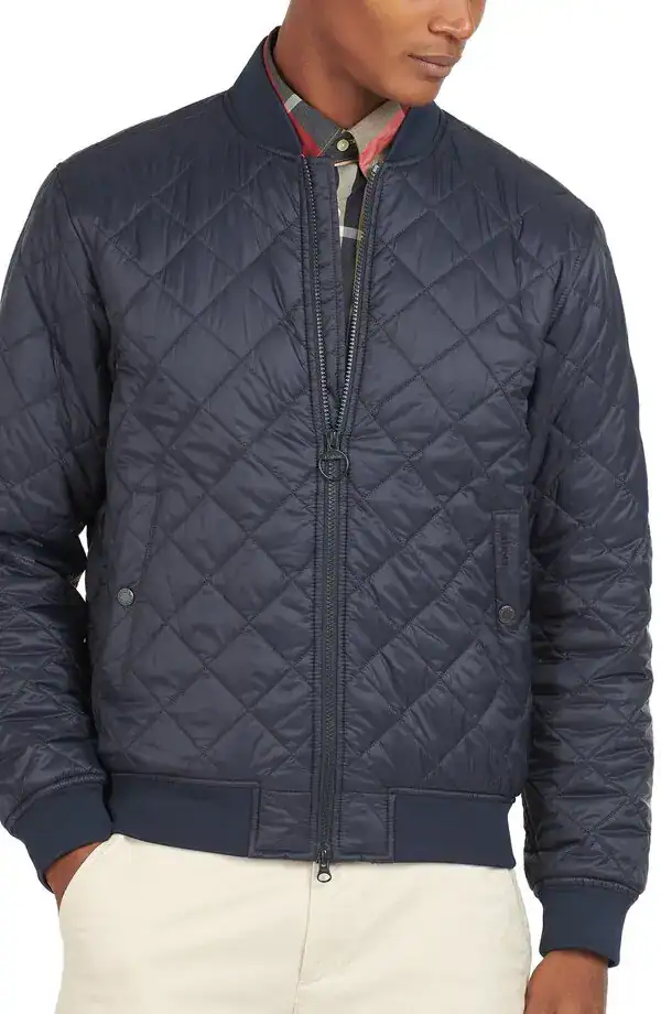 Barbour Gabble Quilted Bomber Jacket In Navy - 62% Off | Editorialist