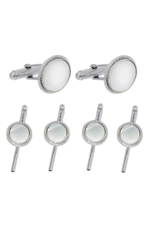 David Donahue Mother-of-pearl Cuff Link & Stud Set - Silver