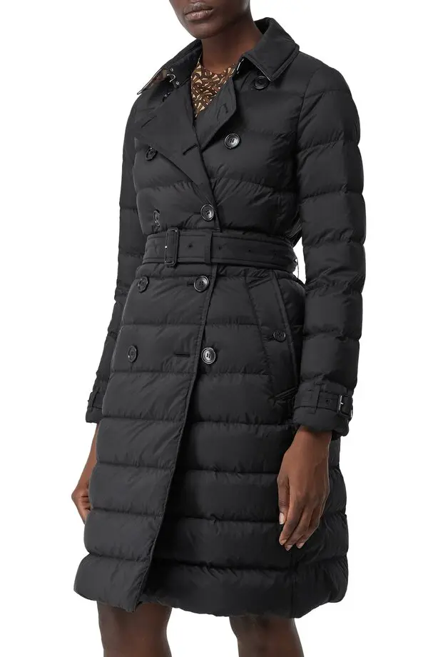 Burberry Arniston Double Breasted Puffer Coat Black Editorialist