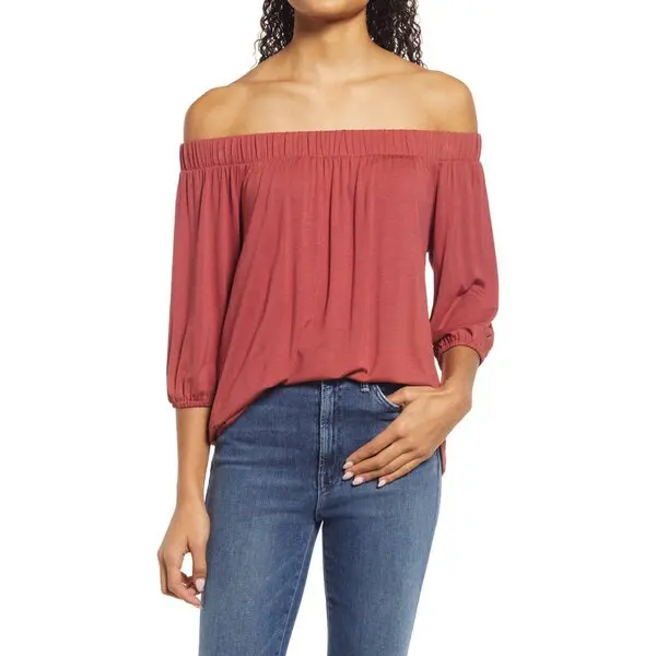 Loveappella Off-the-shoulder Top - Terracota