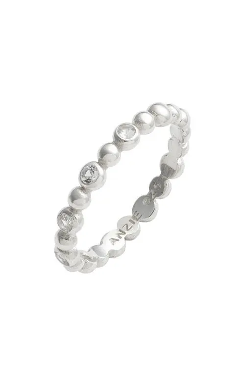 Anzie Dew Drop Band Ring - Silver/sapphire