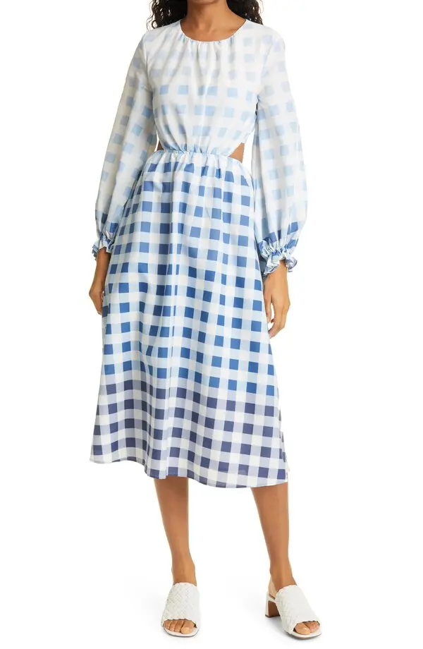 blue dress with stockings Ombre Dress with Cape-Like Sleeves – Gattinolli by Marwan