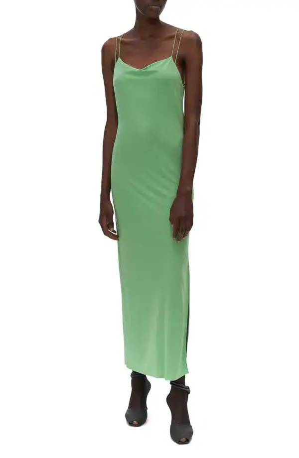 Helmut Lang Back Knot Maxi Dress In Radiated Green - 40% Off | Editorialist