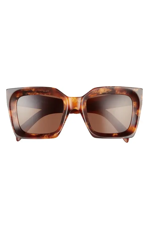 Celine 51mm Square Sunglasses Dark Havana Golden Leaf/ Brown