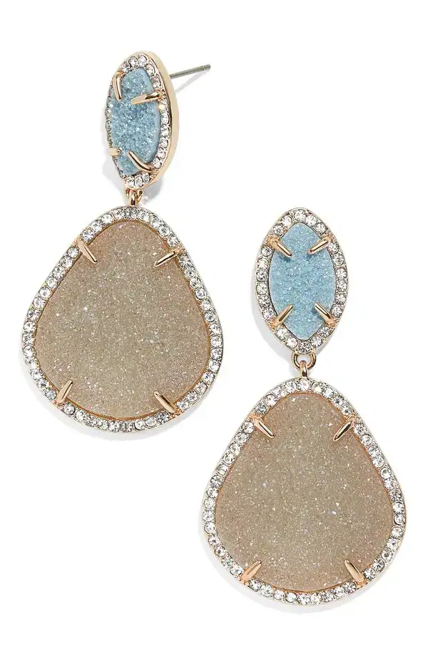 Baublebar Calla Drusy Crystal Drop Earrings Blue Editorialist
