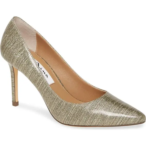 Nina 85 Pointy Toe Pump - Platino Fabric