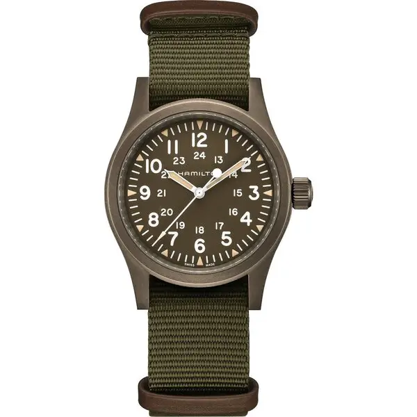 Hamilton Khaki Field Mechanical Nato Strap Watch - Green