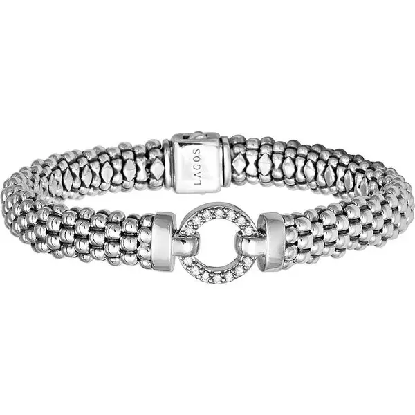 Lagos Enso Circle Game Diamond Caviar Beaded Bracelet