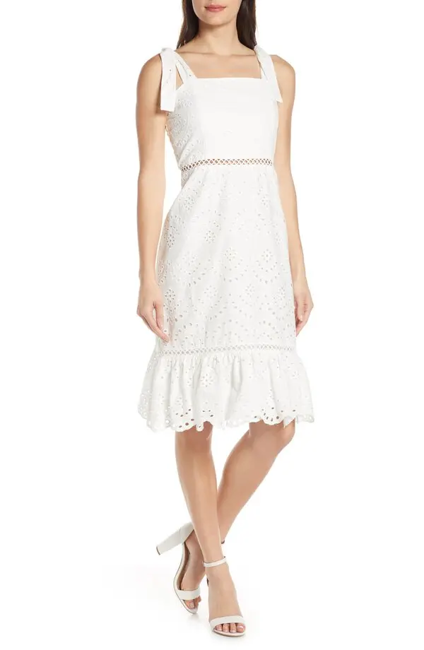 Sam Edelman Tie Strap Eyelet Sundress Ivory Editorialist