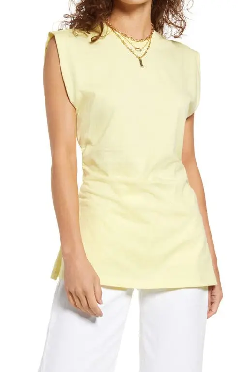 open edit side ruched sleeveless tunic