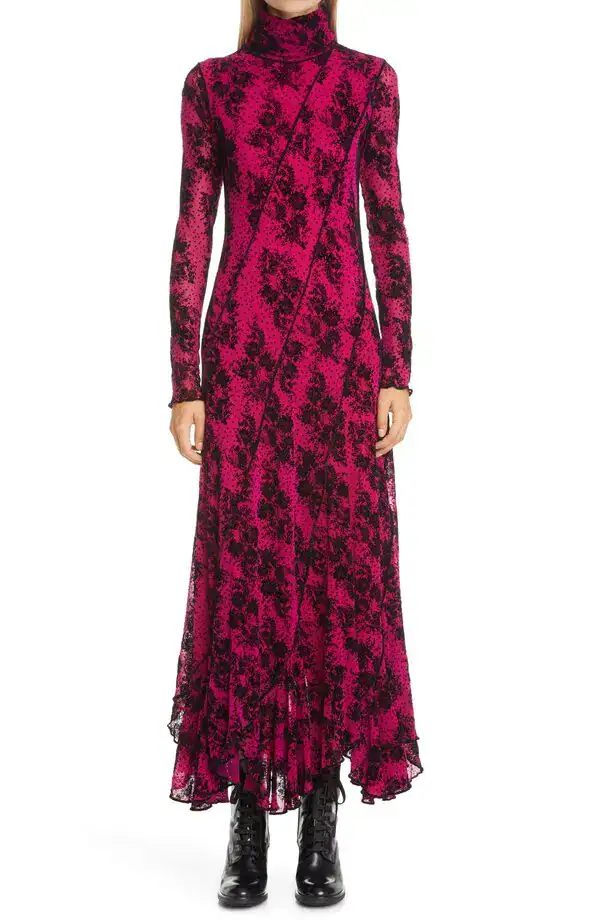 Fuzzi Flocked Long Sleeve Turtleneck Dress In Gardenia - 20% Off |  Editorialist