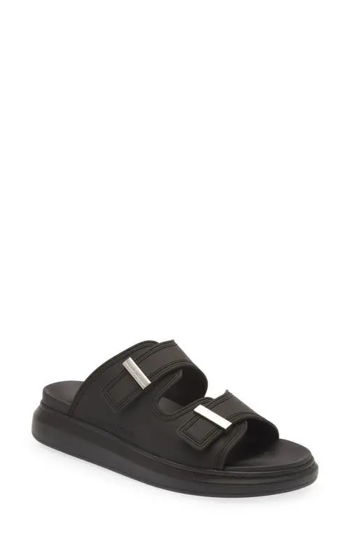 Alexander McQueen Oversize Slide Sandal - Black/ Silver