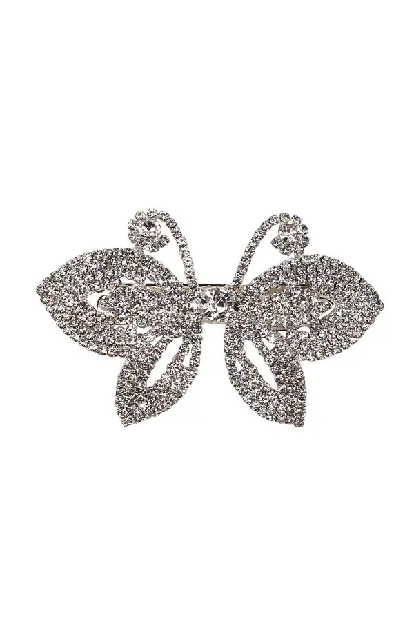 Tasha Crystal Butterfly Barrette In Silver/ Crystal - 40 