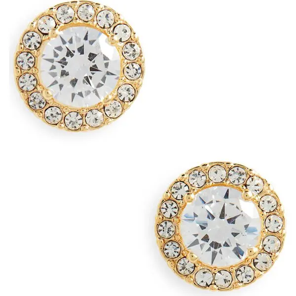 Nordstrom Halo Cubic Zirconia Stud Earrings - Clear- Gold