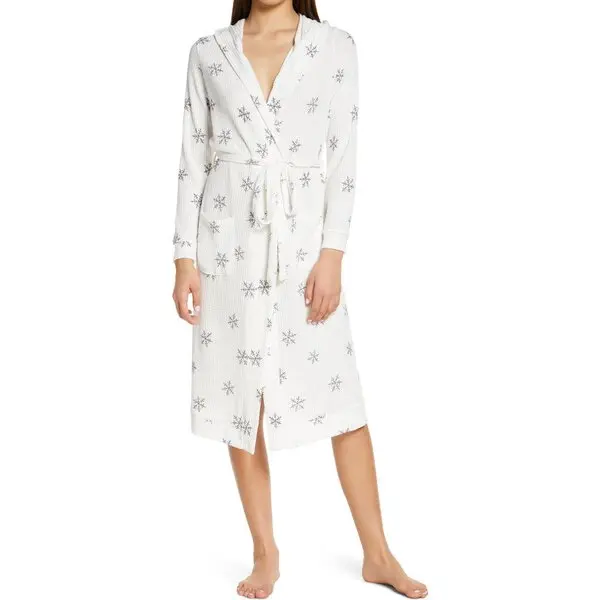 Honeydew Intimates Lounge Pro Hooded Robe - Ivorysnowflakes
