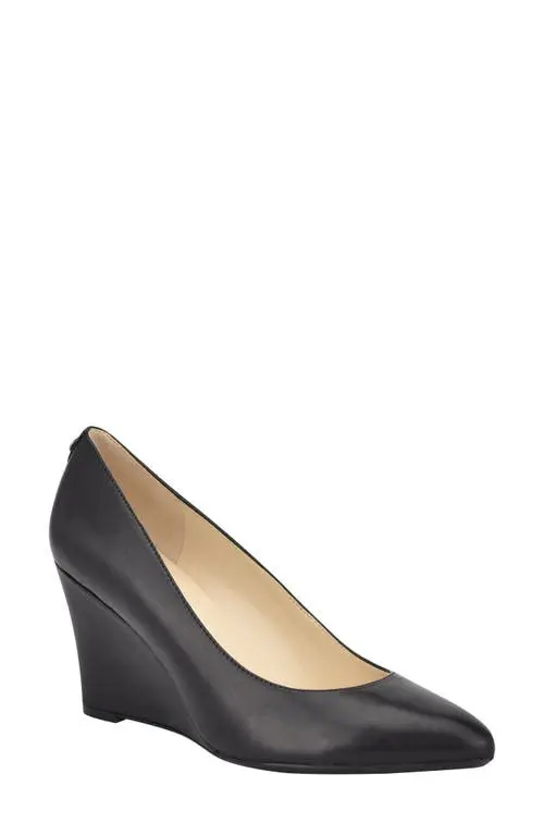 Nine West Cal 9x9 Wedge Pump - Black Leather