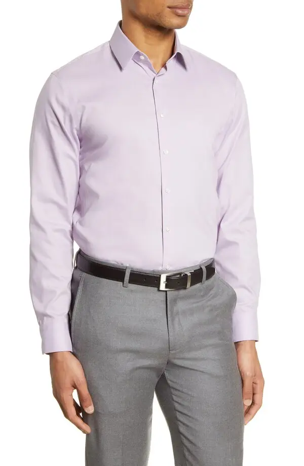 Nordstrom Extra Trim Fit Non-Iron Solid Stretch Dress Shirt In Purple Regal  - 54% Off | Editorialist