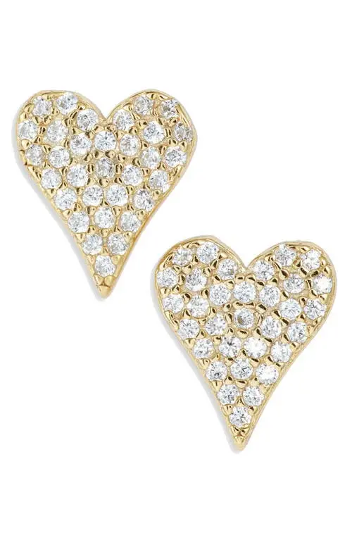 SHYMI Pavé Heart Stud Earrings - Gold