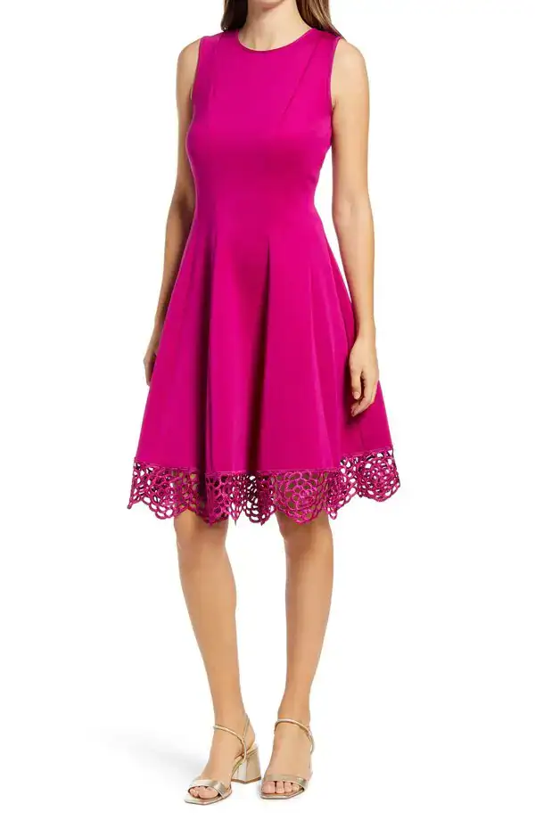 Donna Ricco Sleeveless Fit & Flare Dress - Raspberry | Editorialist