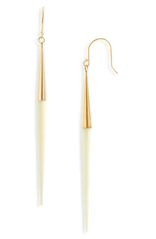 SOKO Bone Quill Drop Earrings - Gold/white