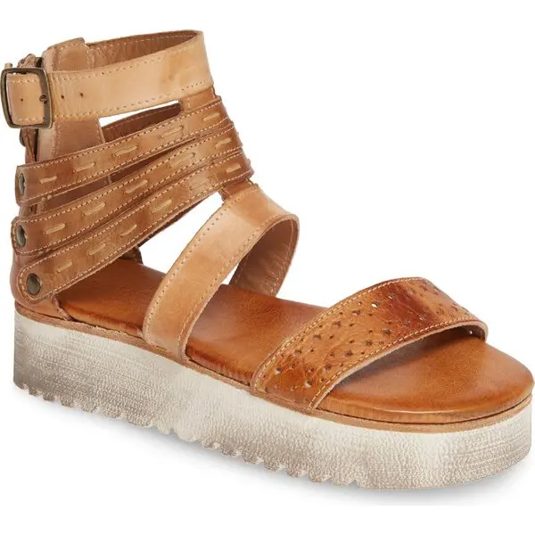 Bed Stu Artemia Platform Sandal - Bone Mustard Tan Rustic