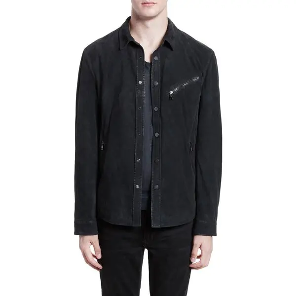 John Varvatos Suede Shirt Jacket - Midnight