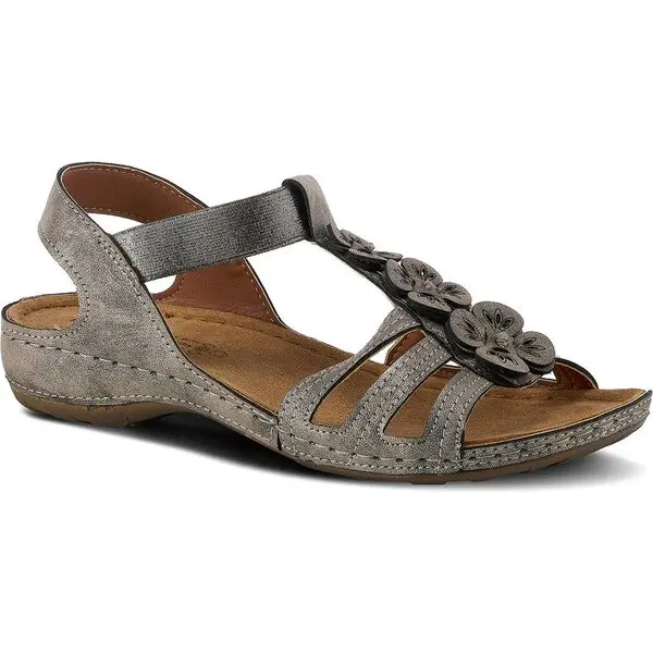 SPRING STEP SHOES Adede Caged Sandals - Pewter Patent Leather