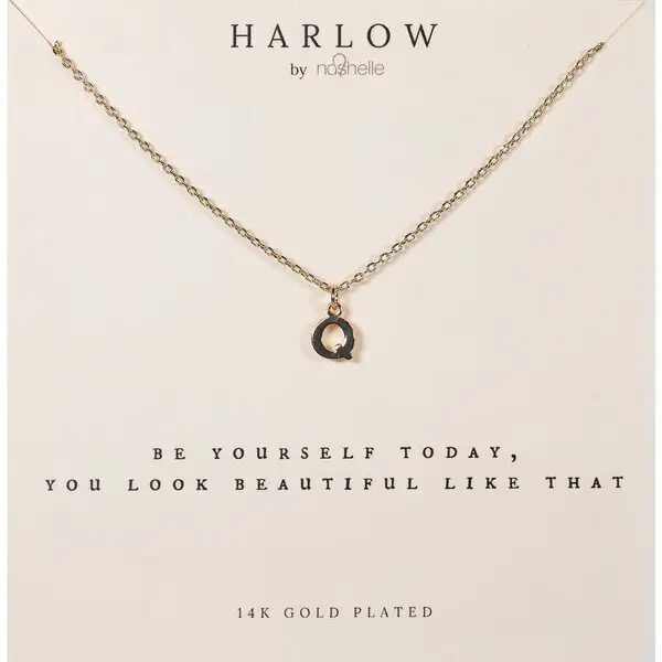 NASHELLE Initial Charm Pendant Necklace - Gold Q