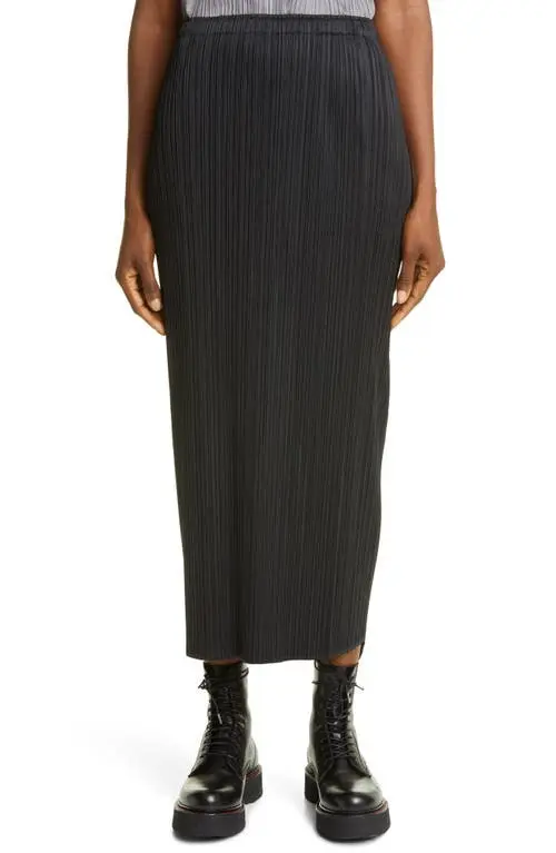 Issey Miyake Basics Pleated Midi Skirt - Black