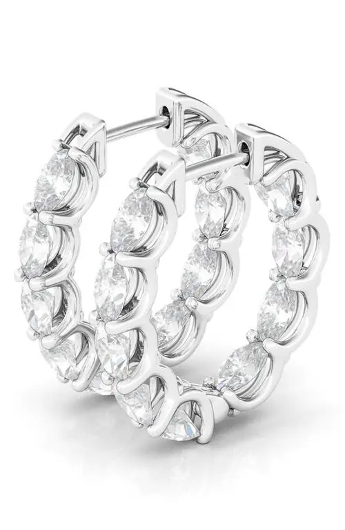 HAUTECARAT Oval Lab Grown Diamond 18k Gold Hoop Earrings - White Gold