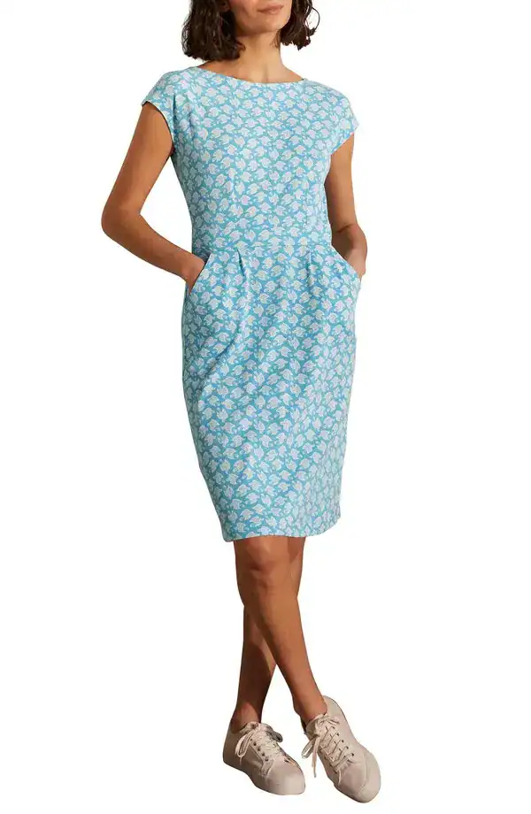 Boden Florrie Jersey Dress In Dawn Blue Bird Tile - 40% Off | Editorialist