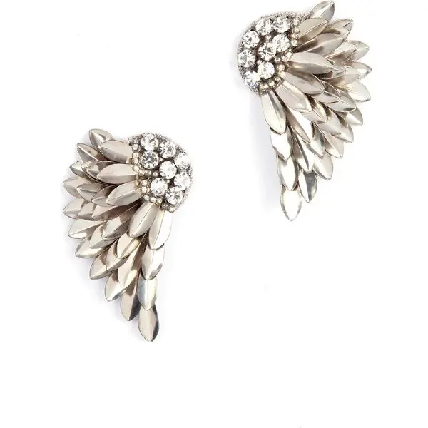 Deepa Gurnani Perry Wing Drop Earrings - Silver