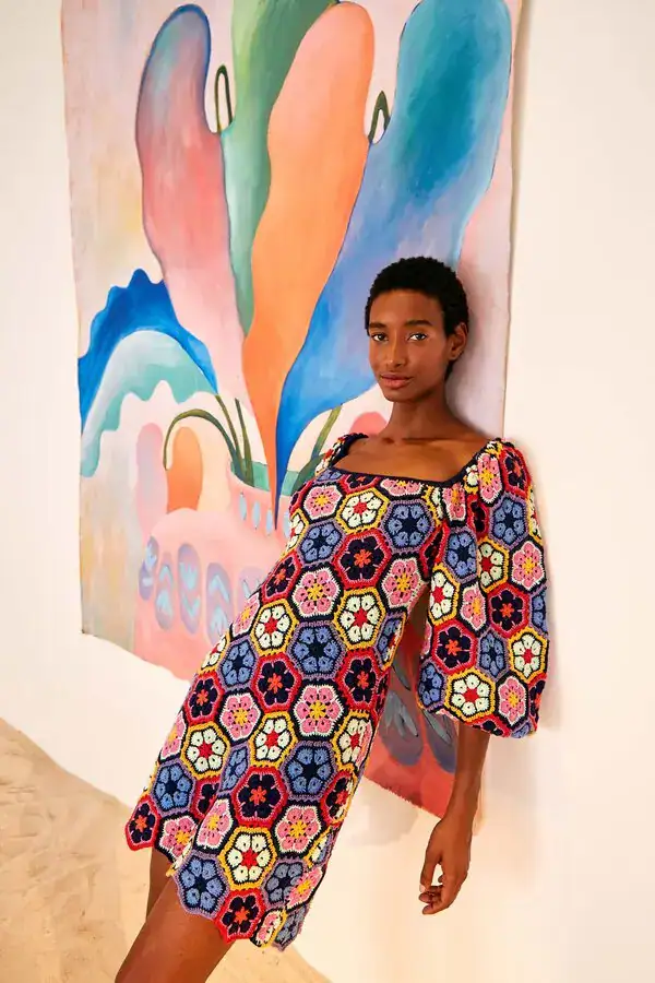Farm Rio Flower Crochet Mini Dress In Multi - 20% Off | Editorialist