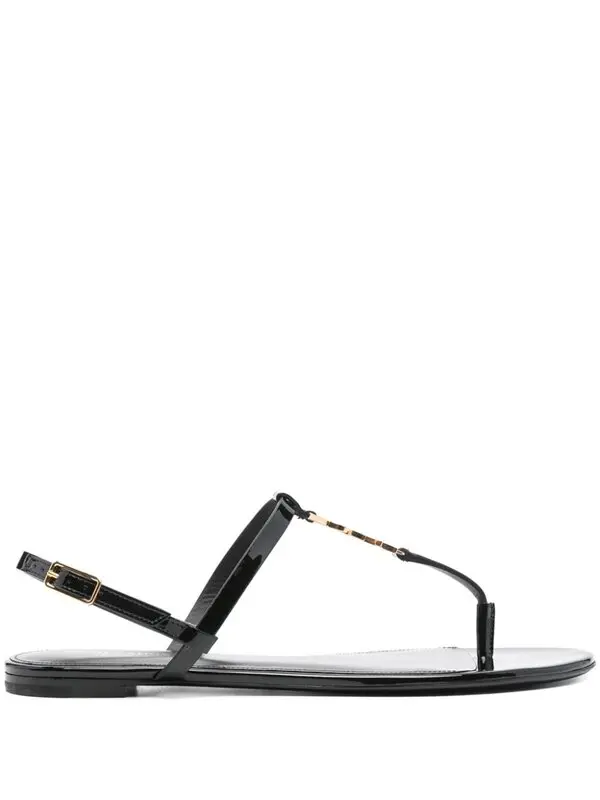 Saint Laurent Cassandra Logo Plaque Sandals - Black