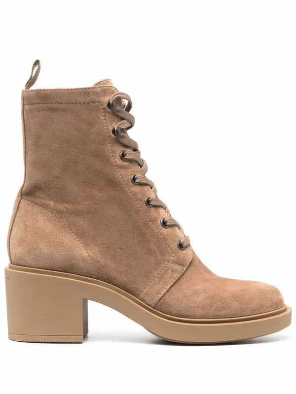 GIANVITO ROSSI Foster 45mm Lace-up Boots - Neutrals