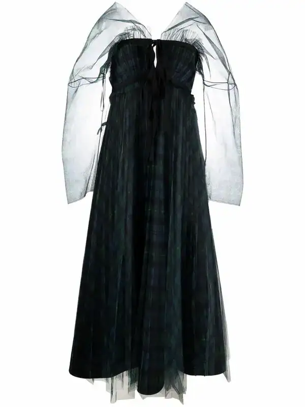 tartan off the shoulder dress Tartanvibesclothing Anderson Tartan Off Shoulder Lady Dress