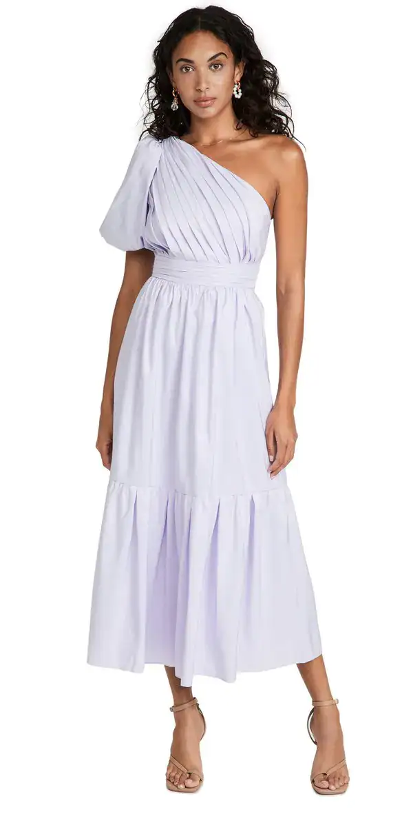 self portrait one shoulder midi dress Self-Portrait One Shoulder Midi Dress - Lilac