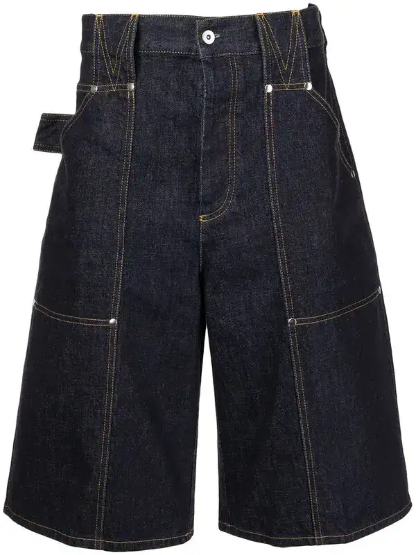 Bottega Veneta Wide-Leg Knee-Length Denim Shorts - Blue | Editorialist