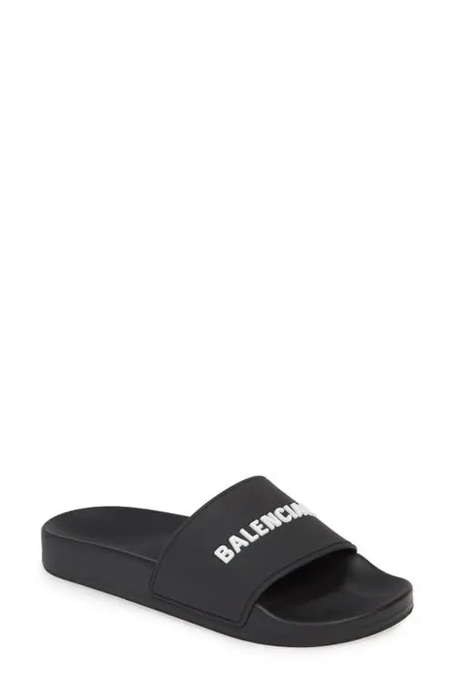 Balenciaga Logo Sport Slide - Black/white