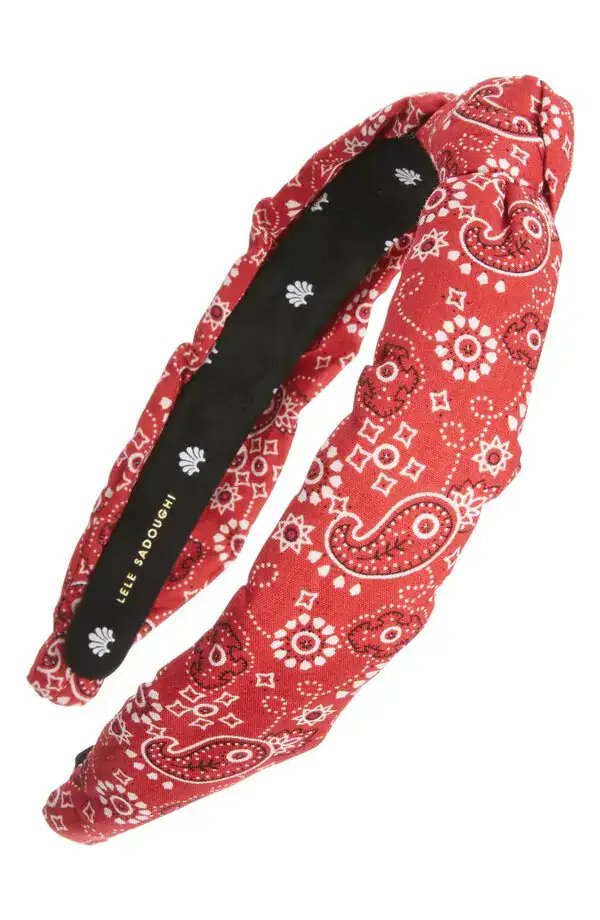 Lele Sadoughi Bandana Print Knotted Headband - Red  display picture 1