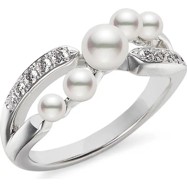 Mikimoto Cluster Pearl And Diamond Ring