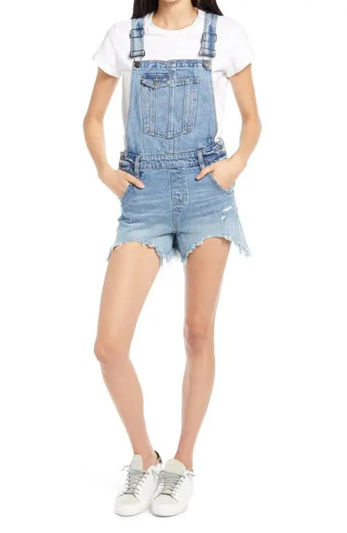 HIDDEN JEANS Frayed Hem Short Overalls