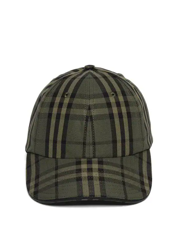 NEW Burberry iconic green cap Burberry Icon Check Baseball Cap In Green - Green Icon Check  main image 2