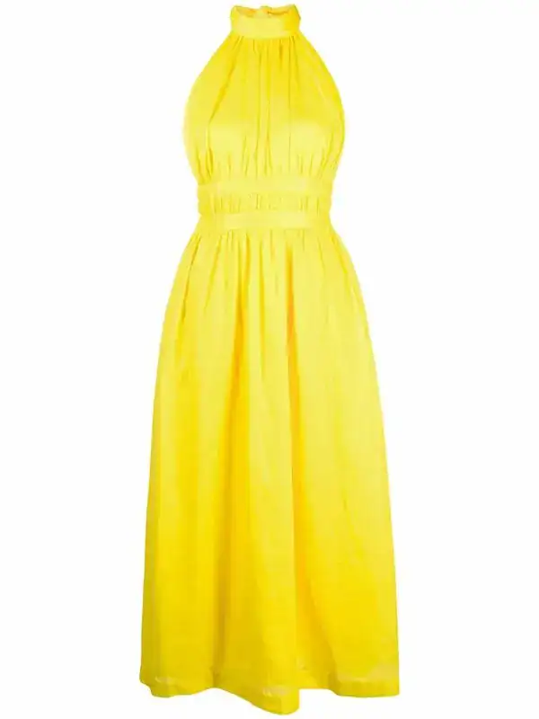 Zimmermann Shelly Halter-Bow Midi Dress - Yellow | Editorialist