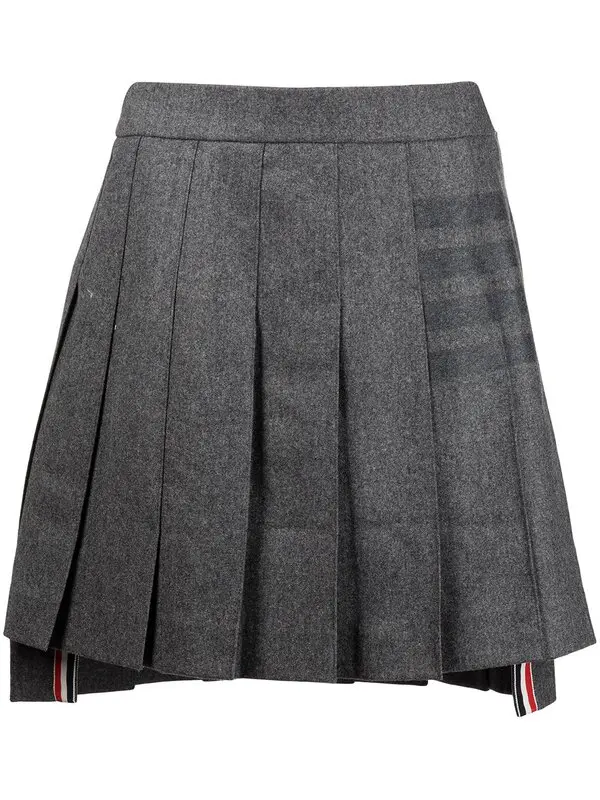 Thom Browne 4-bar Stripe Pleated Skirt - Grey