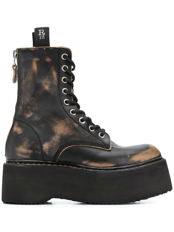R13 Distressed Platform Boots In Black 24% Off Editorialist