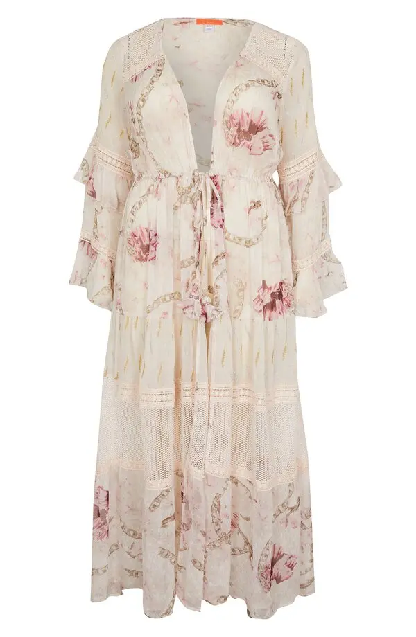River Island Floral Print Cover-Up Caftan In Pink - 40% Off | Editorialist