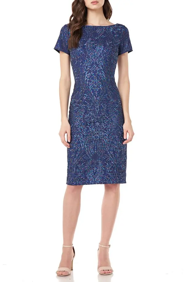 green emerald velvet dress JS Collections Two-Tone Lace Embroidery Cocktail Dress Black/ Vanilla